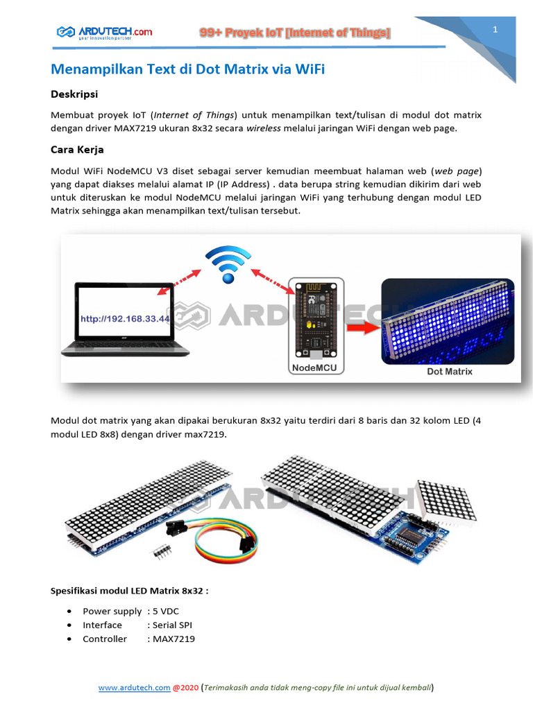 Menampilkan Tulisan Pada Lampu Dot Matrix Via WiFi | PDF | Wi Fi ...
