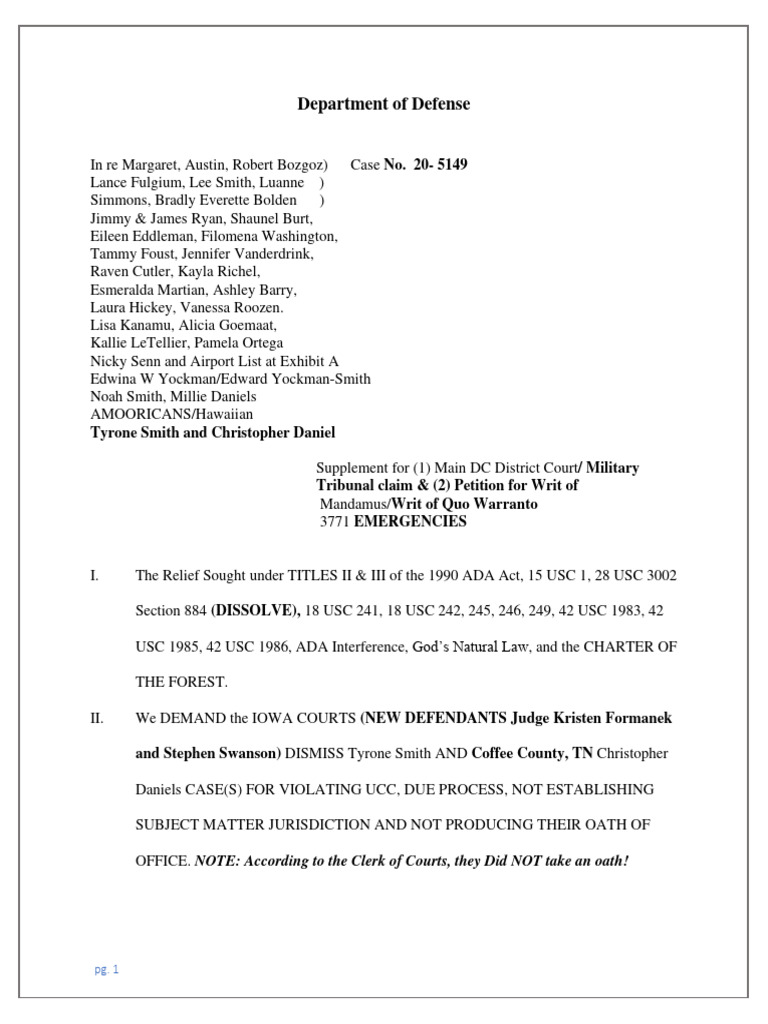 Update QUO Warranto Adding IOWA Corrupt Judge Kisten Formanek and ...