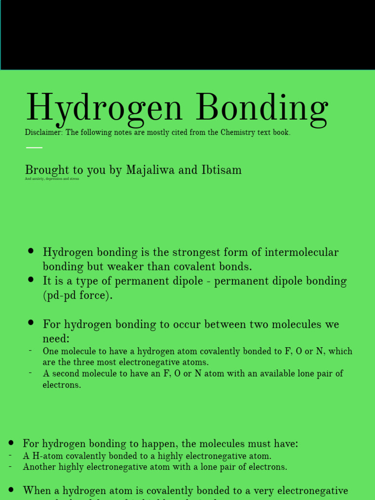 Hydrogen Bonding | PDF | Chemical Bond | Liquids