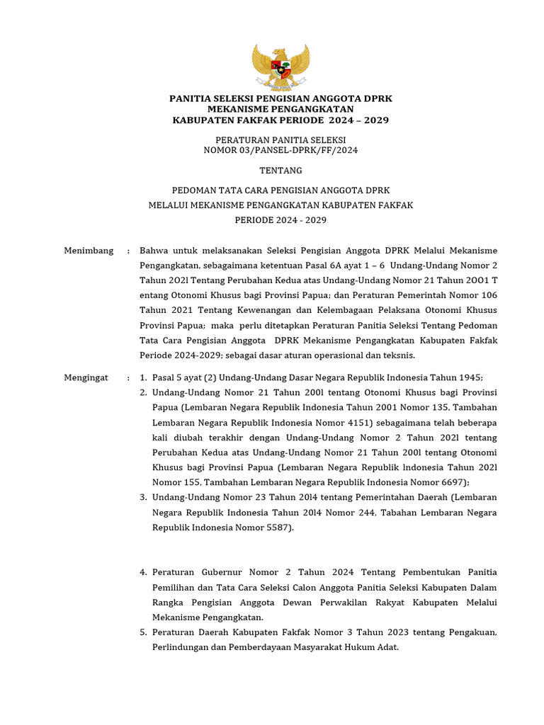 PERATURAN PANSEL - DPRK - FF Final TERBARU | PDF