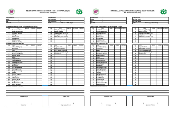Form P2H Unit Dump Truck | PDF