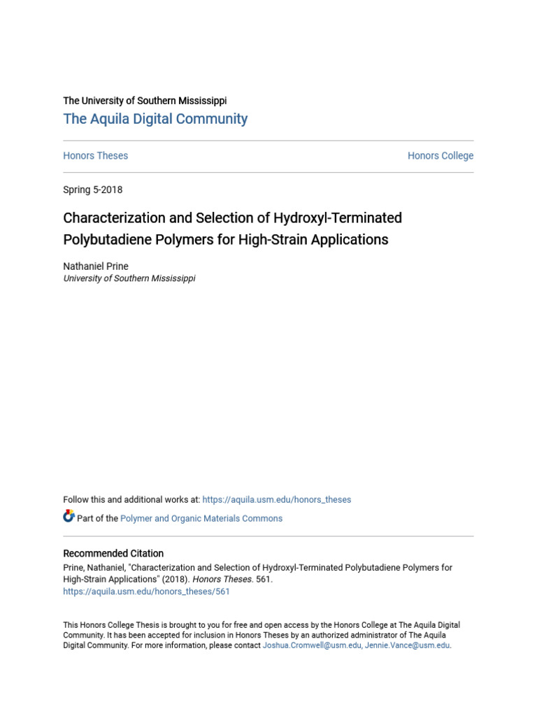 Characterization And Selection Of Hydroxyl Terminated Polybutadie Pdf Nuclear Magnetic