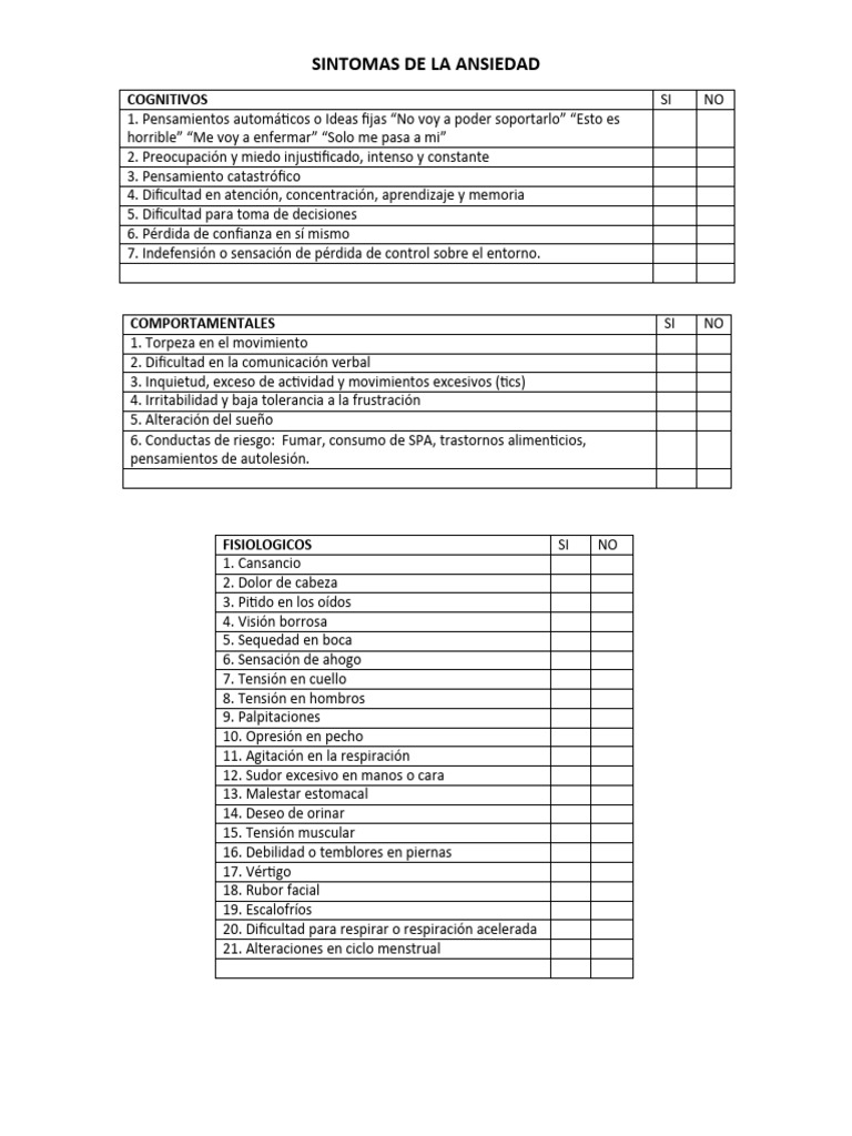 Síntomas Comunes de la Ansiedad | PDF