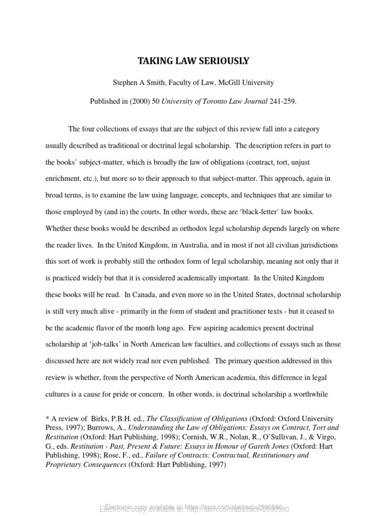 Smith Taking Law Seriously | PDF | Knowledge | Tort Smith Taking Law Seriously | PDF | Knowledge | Tort