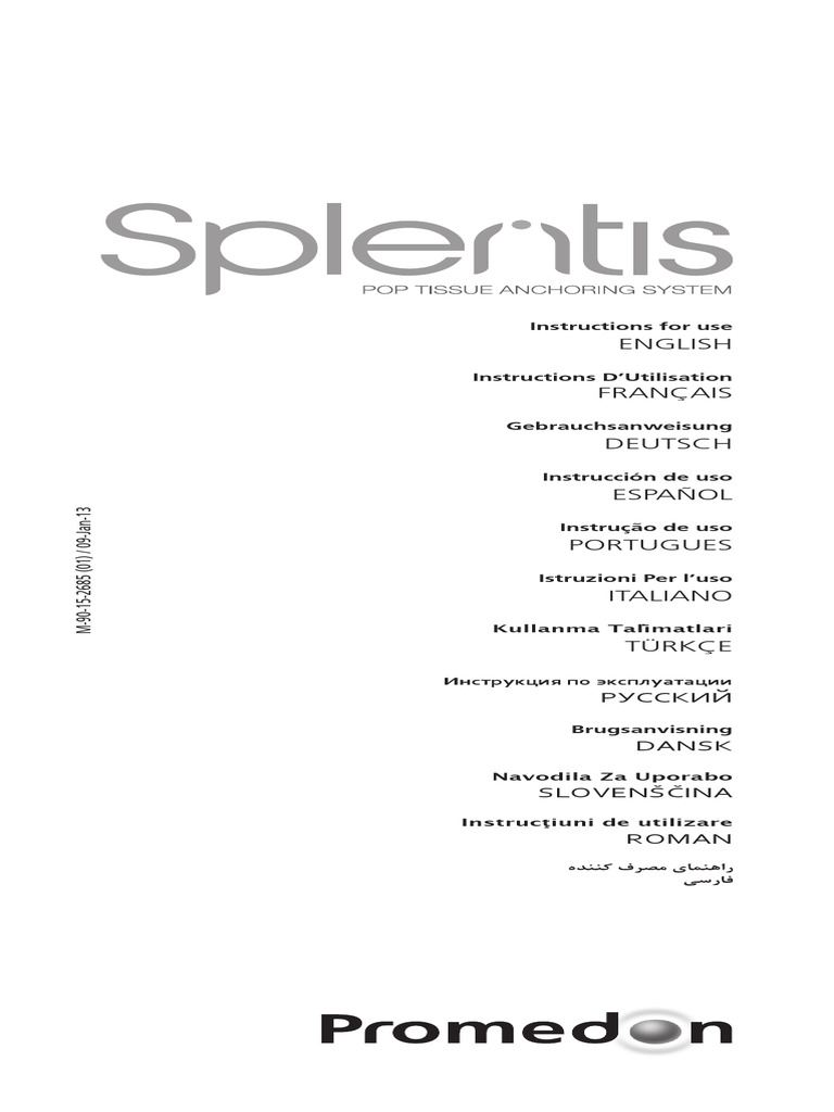 IFU Splentis | PDF | Implant (Medicine) | Surgery