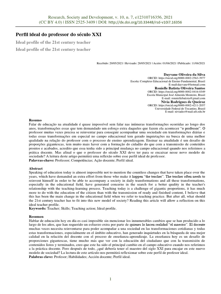 Perfil Ideal Do Professor Do Seculo XXI | PDF | Aprendizado | Pedagogia