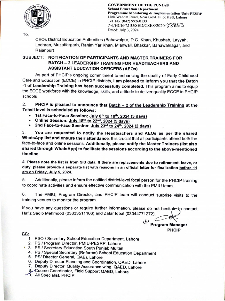 CEO Letter For Leadership Training - 2 | PDF
