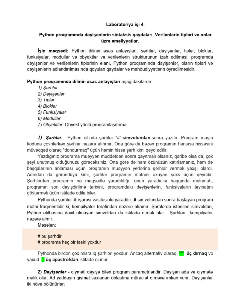 Lab4 - PD1 - Python Proqramında Dəyişənlərin Sintaksis Qaydaları ...