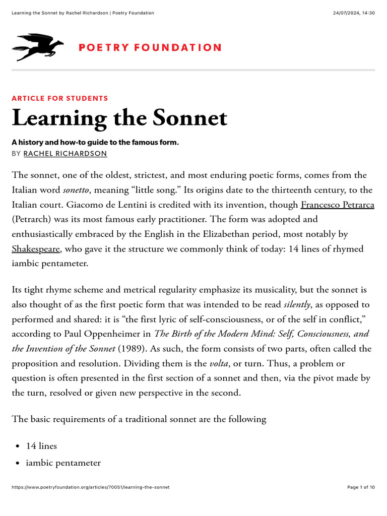 Understanding Sonnets: A Guide | PDF | Poetry | Sonnets