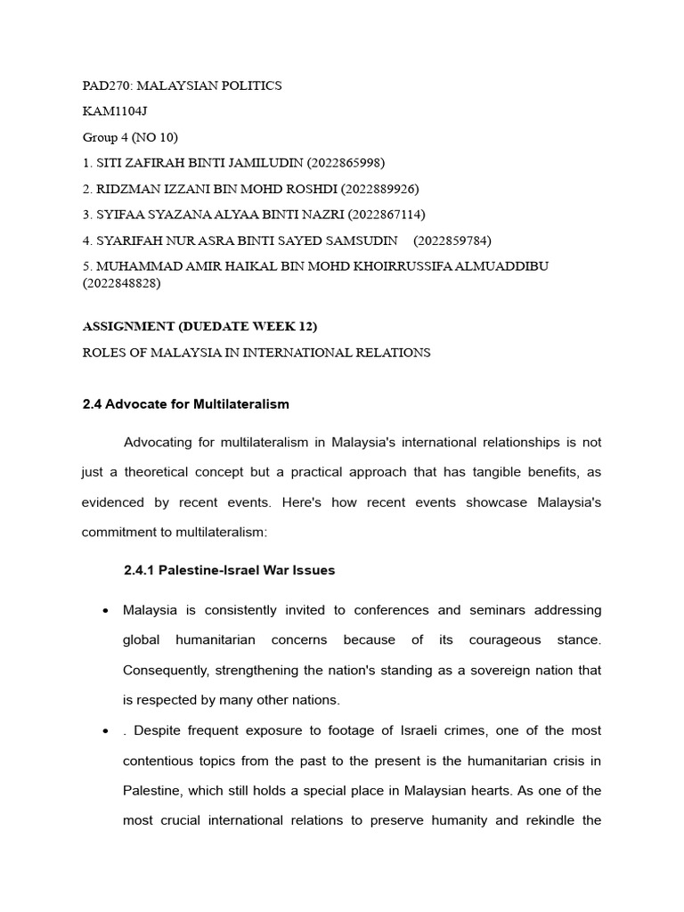 Malaysia's Role in Global Multilateralism | PDF | Malaysia | United Nations