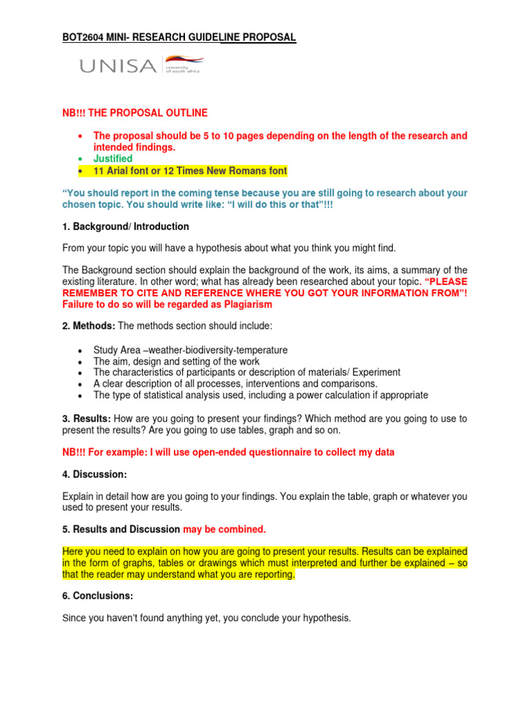 Bot2604 Mini - Research Guideline Proposal | PDF