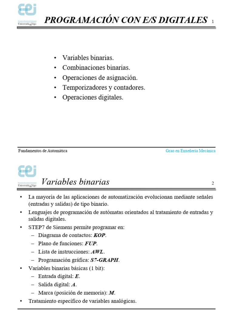 Tema 3 Programación de Autómatas Con ES Digitales | PDF | Poco | Byte
