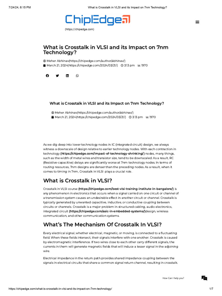 Vlsi Crosstalk In 7nm Tech Pdf Electronic Circuits Materials Science