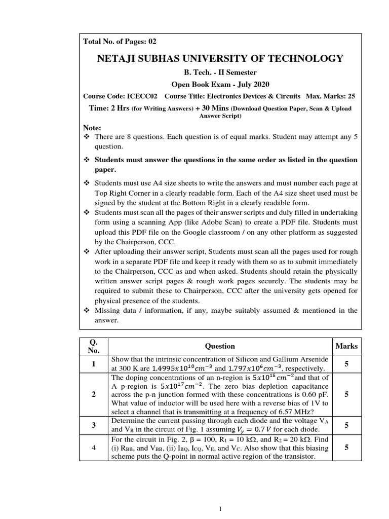 Edc Paper | PDF | Electrical Network | P–N Junction