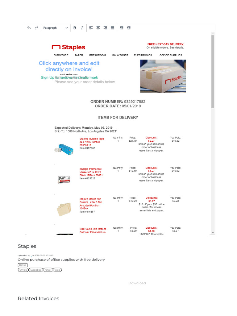 Office Supplies Purchase Summary | PDF