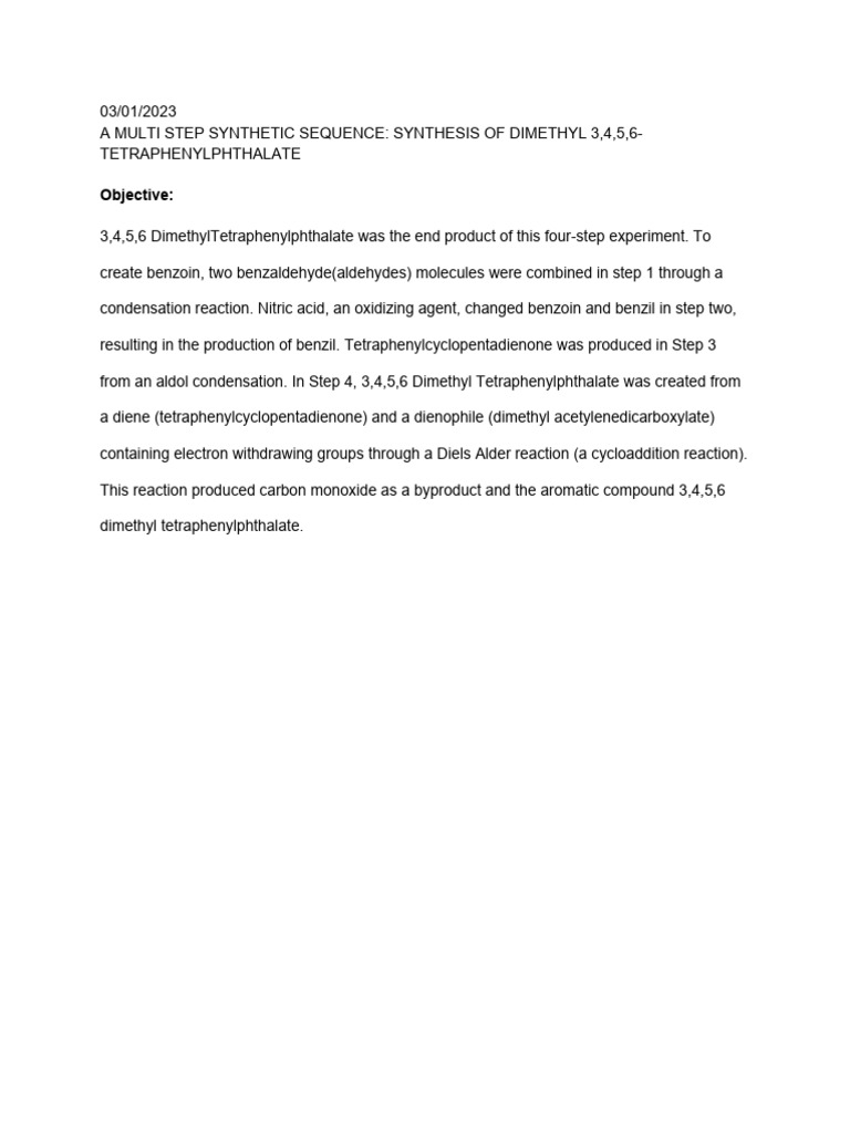 Multi Step Synthesis Post Lab | PDF | Chemical Reactions | Organic Synthesis