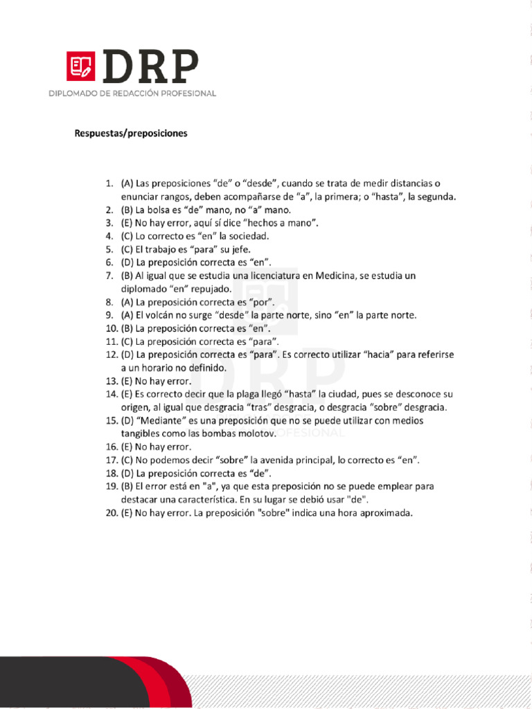 Resp Preposiciones | PDF