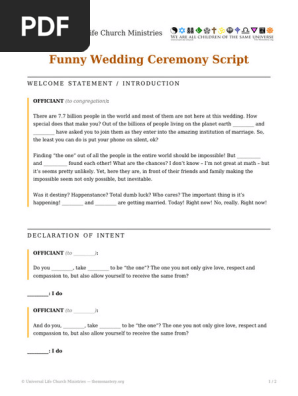 Funny Wedding Ceremony Script Template Sample Wedding Ceremony Scripts