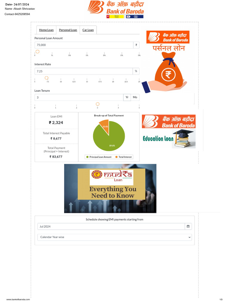 MR - AAKASH EMI LETTER | PDF | Interest | Mortgages