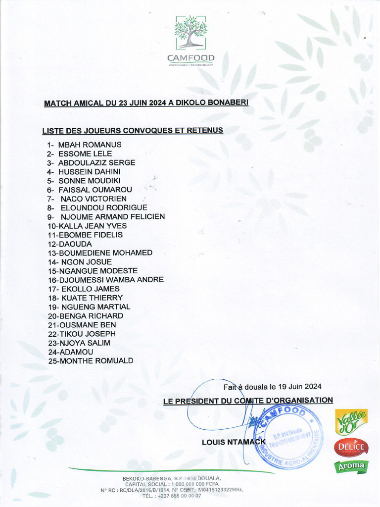 Liste Des Joueurs Retenus | PDF