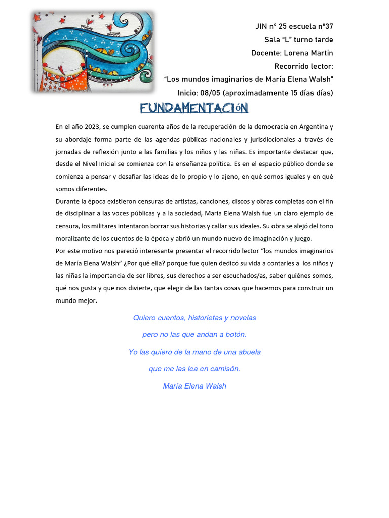 Recorrido Literario Maria E. Walsh | PDF | Poesía