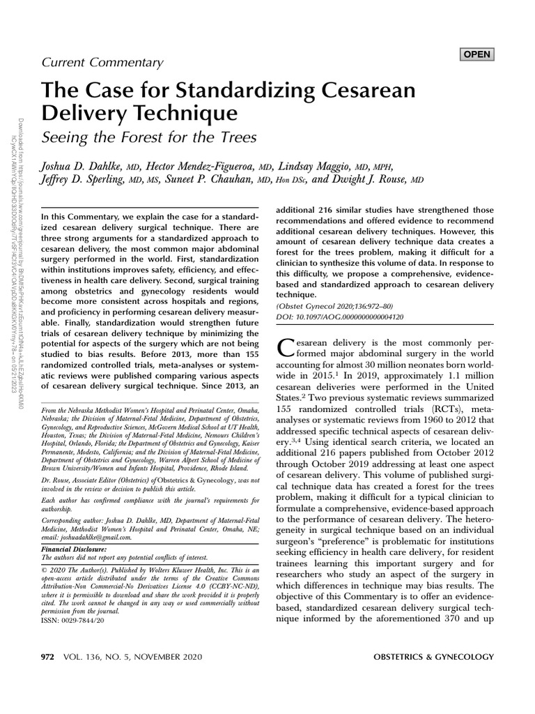 EBCS The - Case - For - Standardizing - Cesarean - Delivery.17 | PDF ...