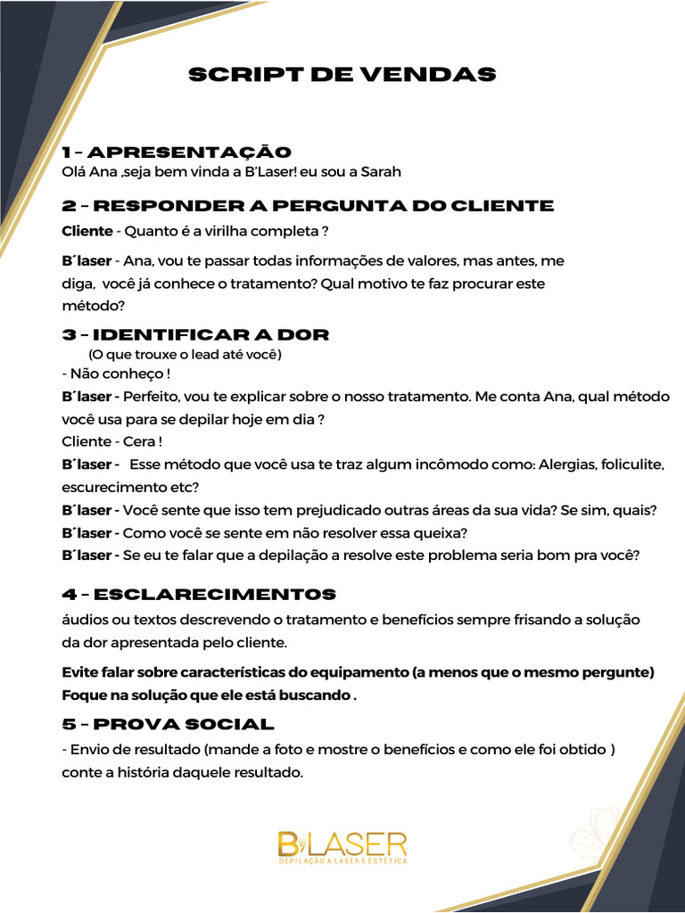 Script de Vendas - Finalizado | PDF | Dor