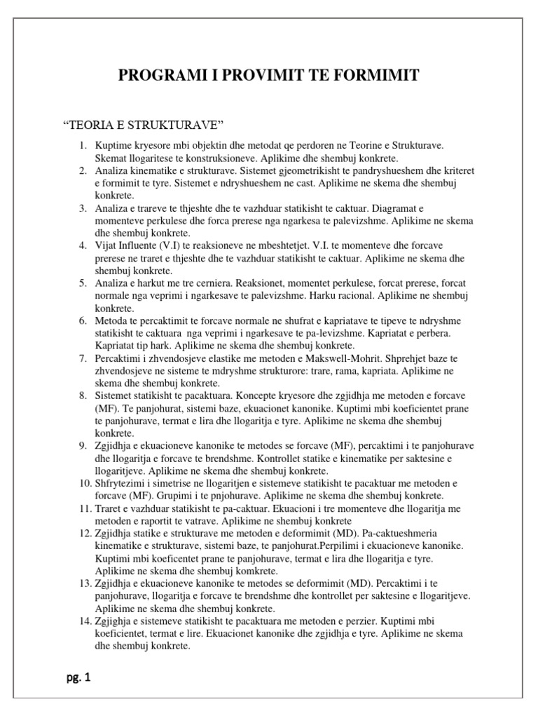 Programi I Provimit Te Formimit | PDF