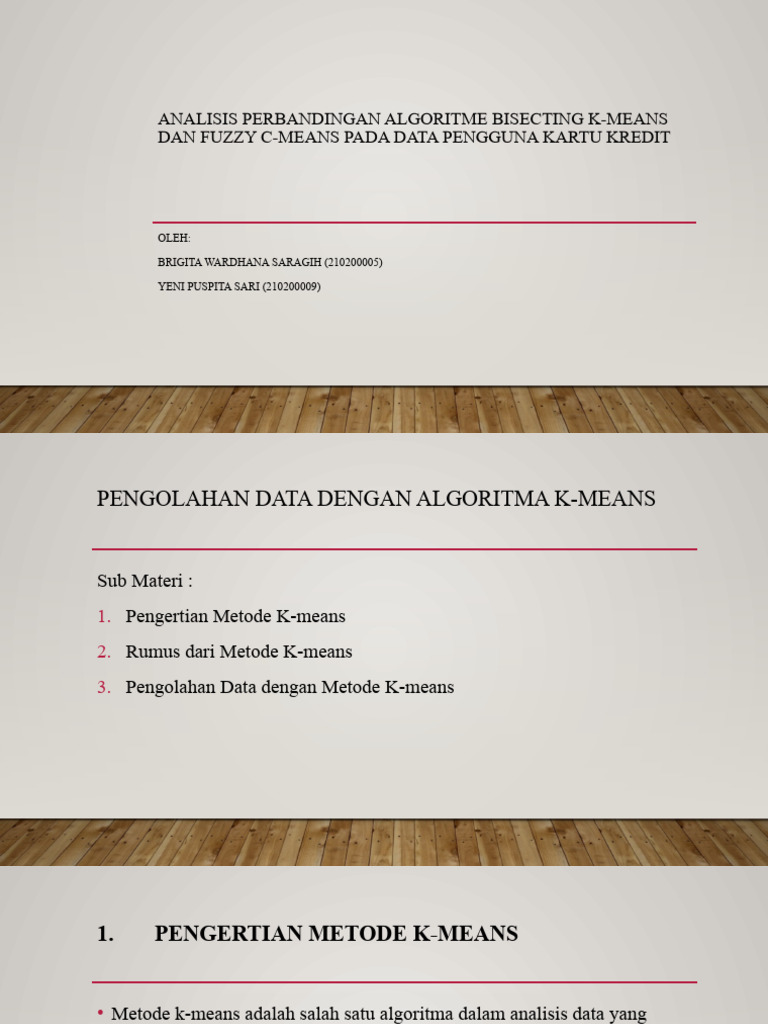 Analisis Perbandingan Algoritme Bisecting K-Means Dan Fuzzy C-Means | PDF