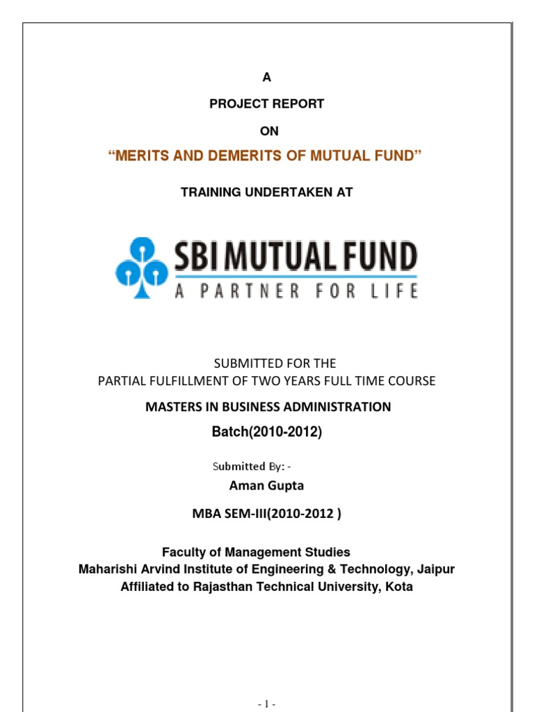 Sbimf Project Report | PDF | Mutual Funds | Investing