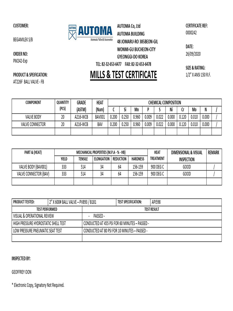 Automa Ball Valve Order PM242-Exp | PDF | Continuum Mechanics ...