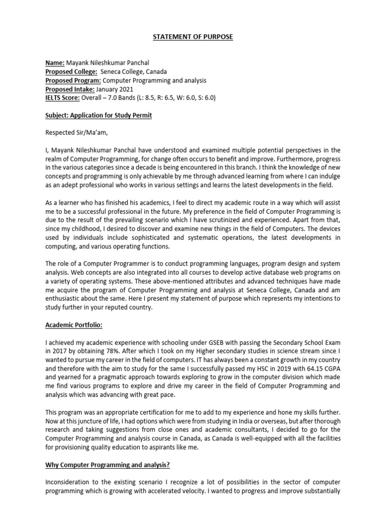 Statement of Purpose | PDF | Computer Programming | Application Software