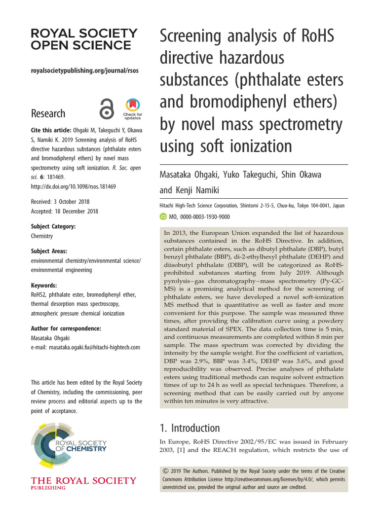 ROHS | PDF | Gas Chromatography–Mass Spectrometry | Mass Spectrometry