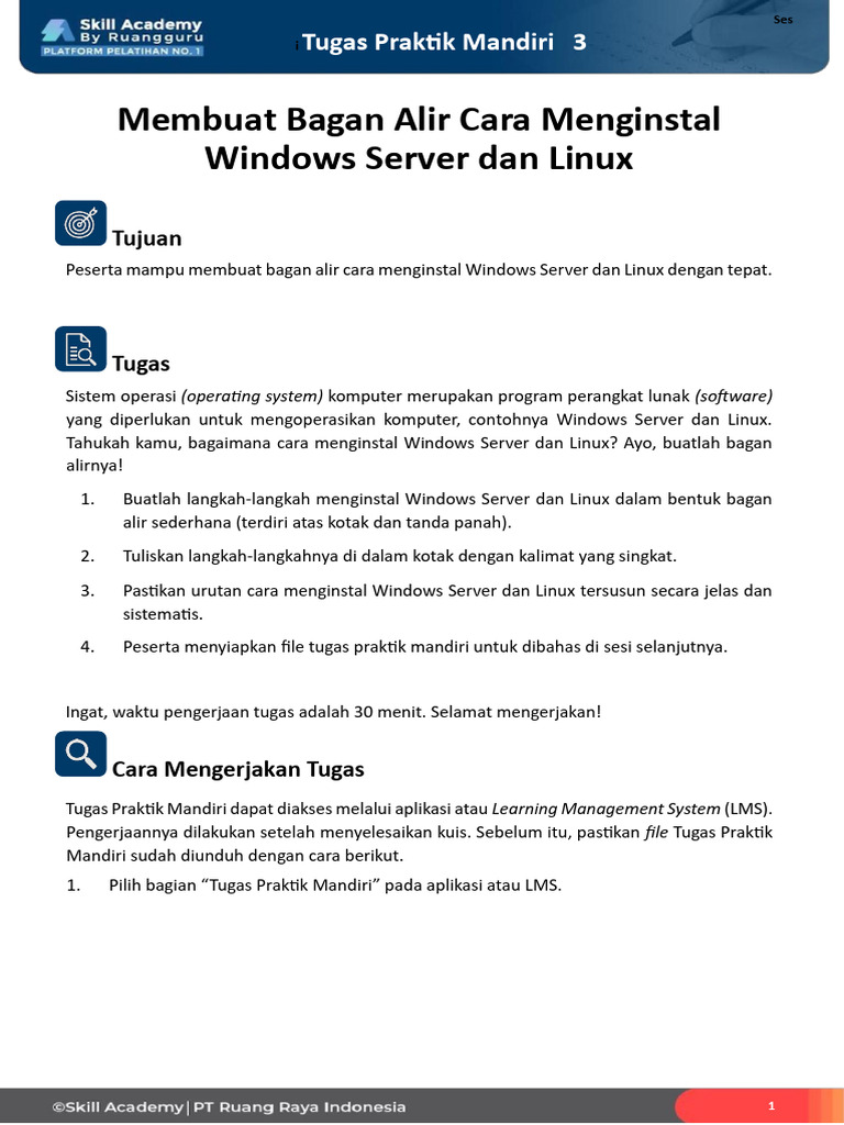 TPM 3 Membuat Bagan Alir Cara Menginstal Windows Server & Linux - (DEDE HERMANTO) | PDF | Seni