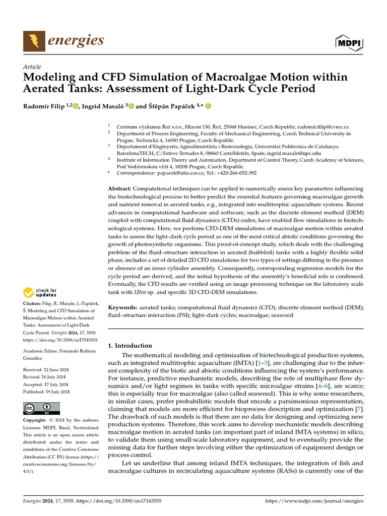 Modeling and CFD Simulation of Macroalgae Motion W | PDF | Force | Computational Fluid Dynamics