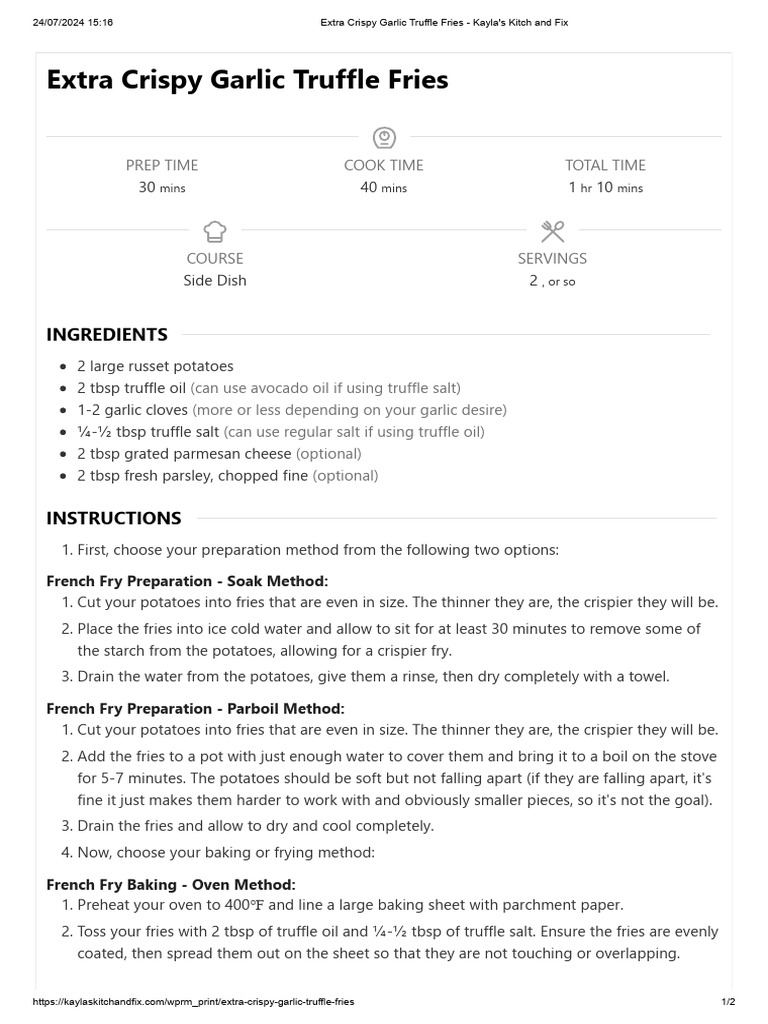 Extra Crispy Garlic Truffle Fries - Kayla's Kitch and Fix | PDF ...