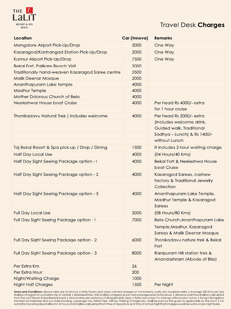 Travel Rate List | PDF