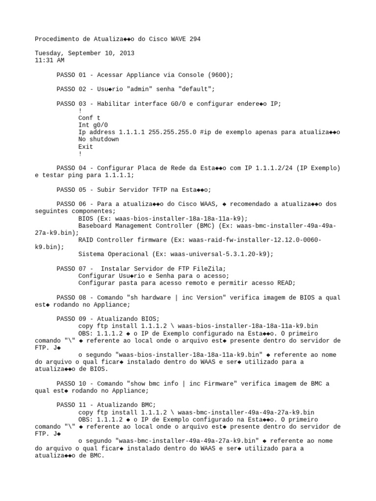 Procedimento Atualizacao Cisco WAVE 294 | PDF | Protocolo de ...