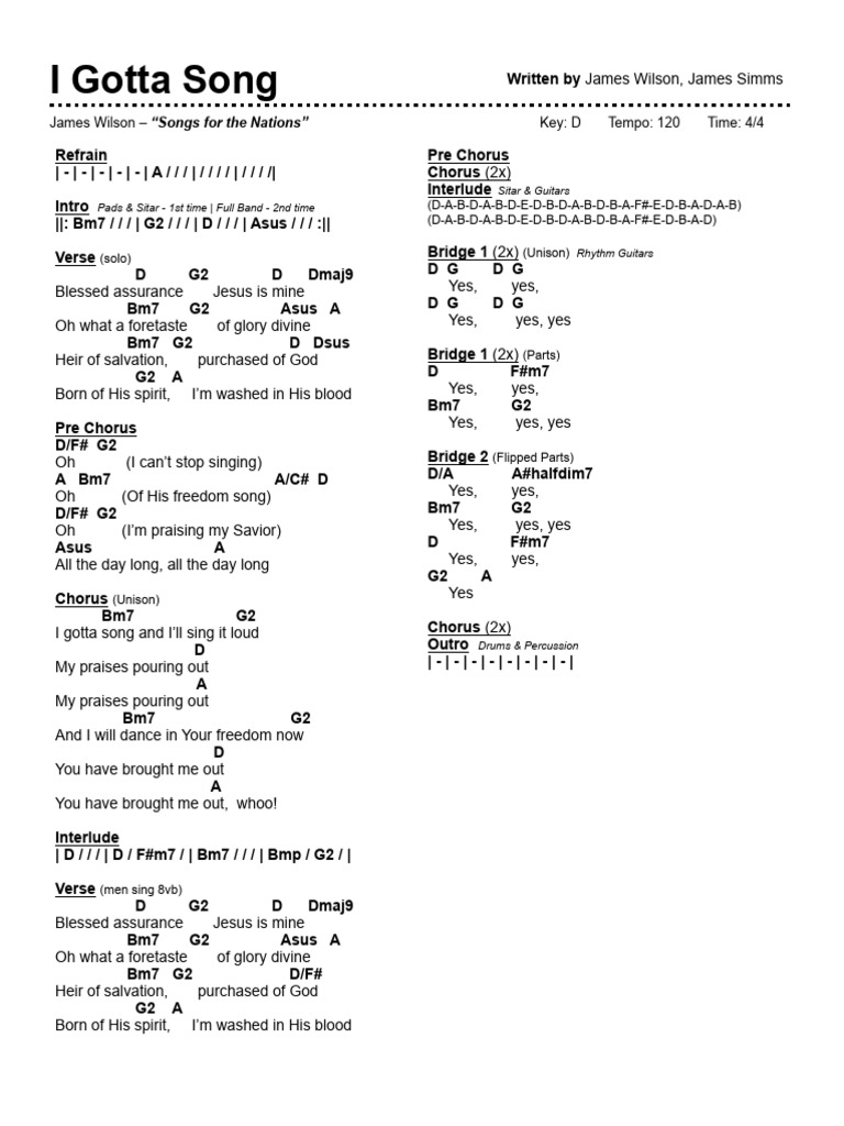 I Gotta Song - Chords and Lyrics | PDF | Song Structure | Popular Music