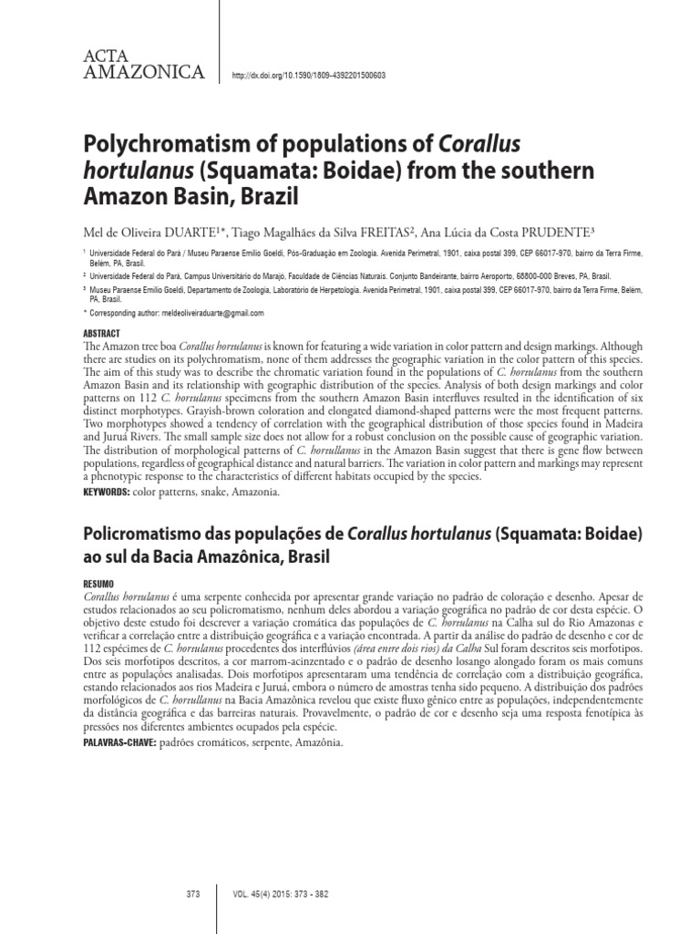DUARTE Et Al. 2015 - Polychromatism of Populations of Corallus ...