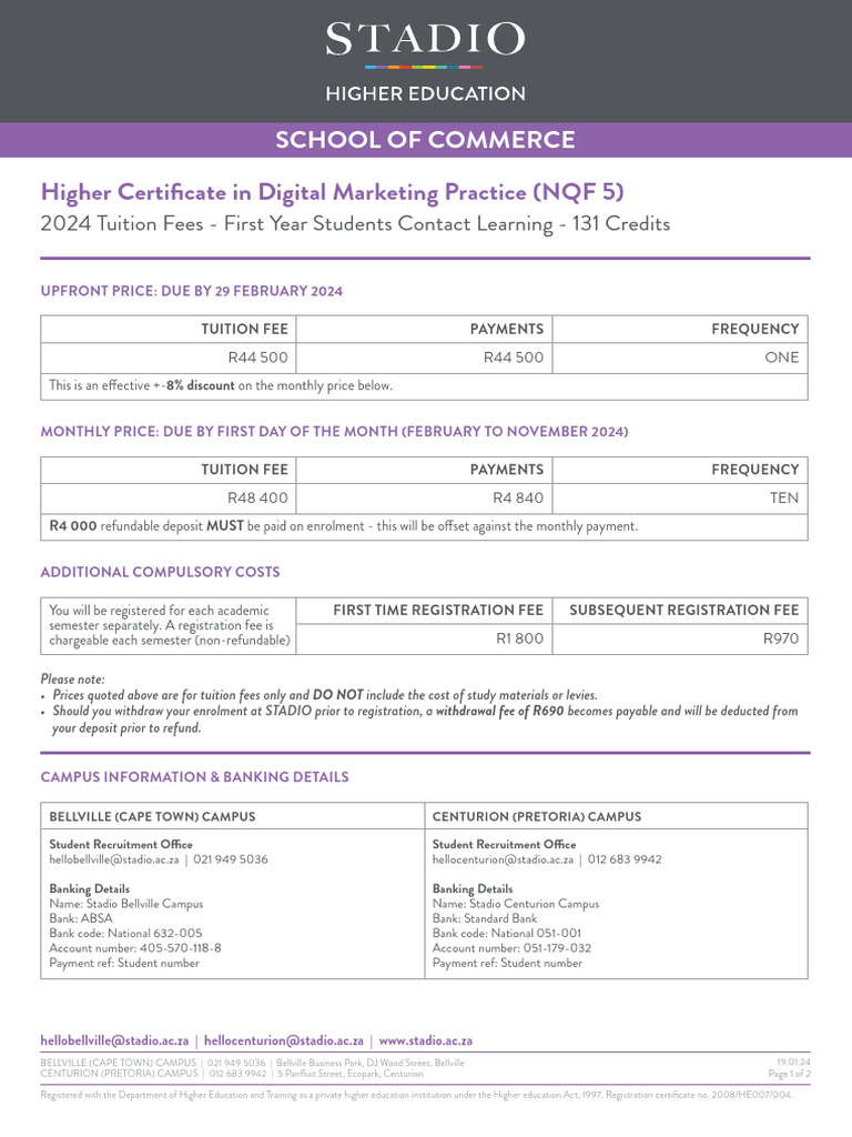2024 Digital Marketing Fees & Modules | PDF | Fee | Banks