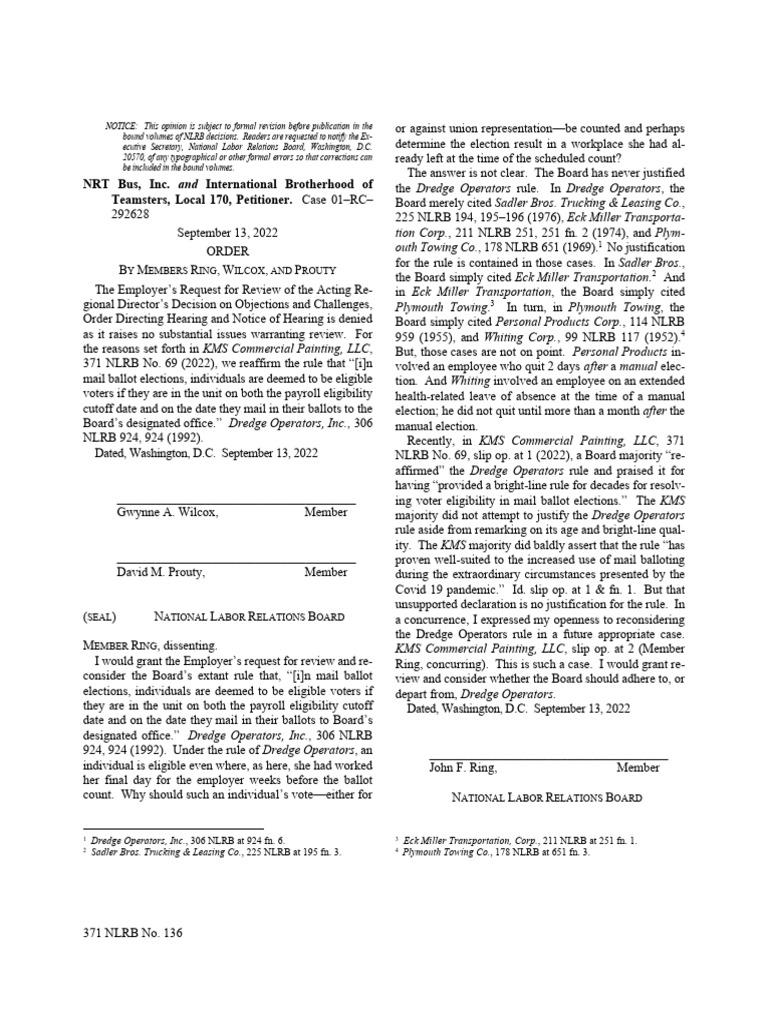 Amended Board Decision-NRT Bus Inc | PDF | National Labor Relations ...