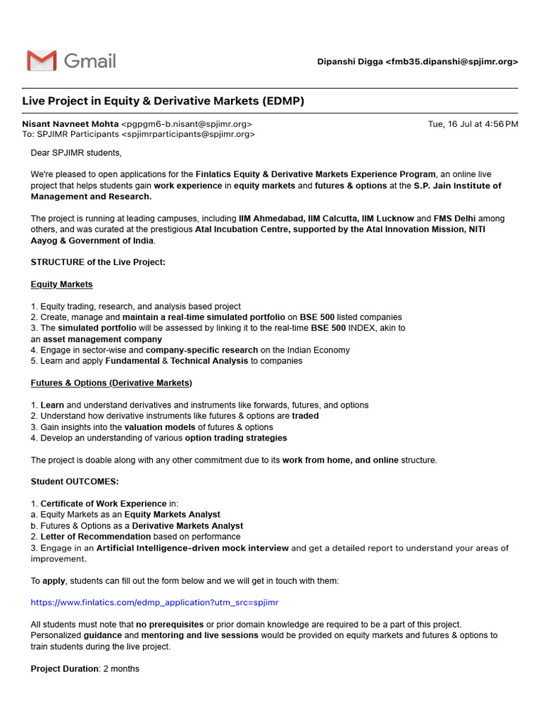 Equity & Derivative Markets Project | PDF | Futures Contract | Option (Finance)