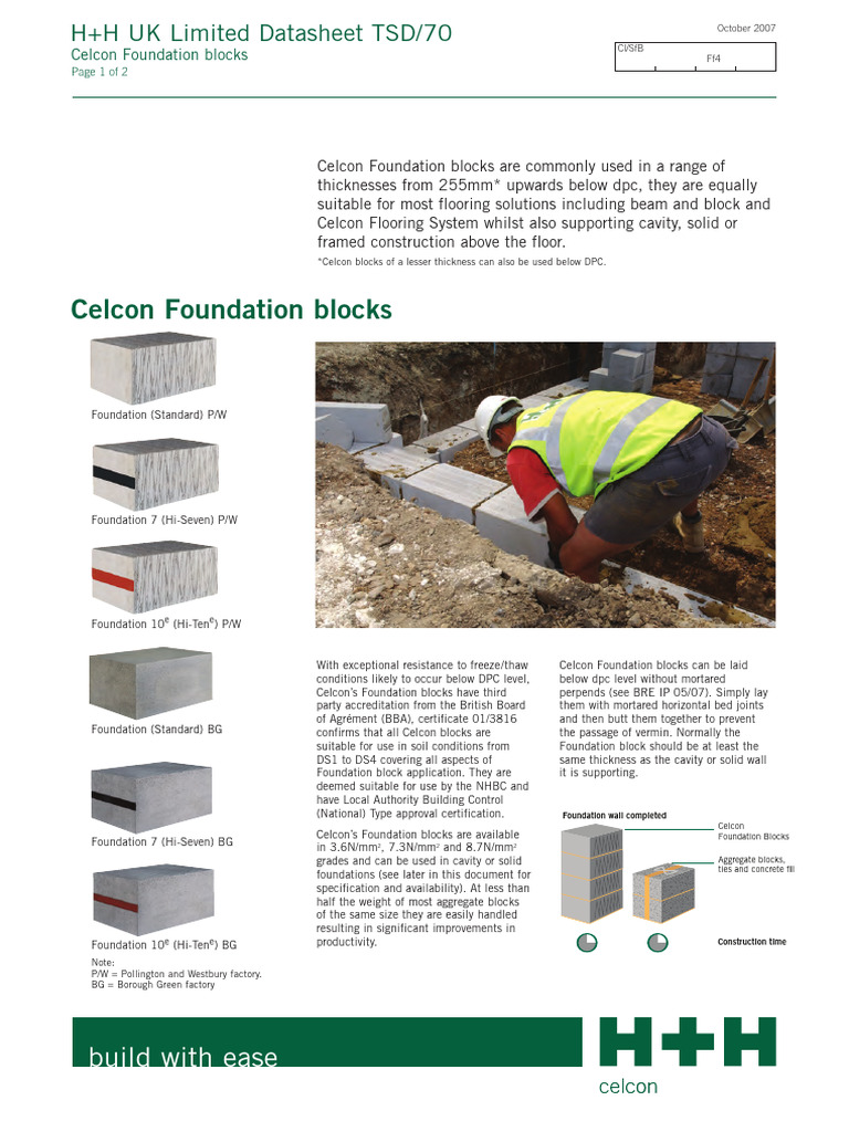 Celcon Foundation Blocks Guide | PDF | Building Engineering | Materials