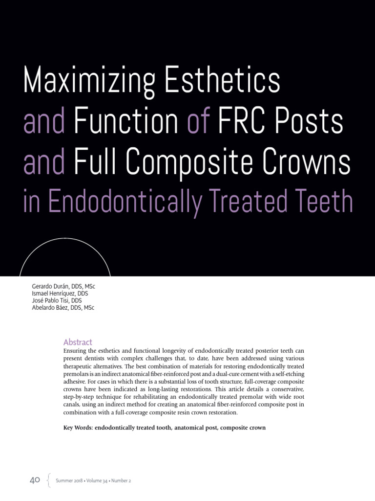 ESTÉTICA. Gerardo Durán Maximizing Esthetics and Function of FRC Posts ...
