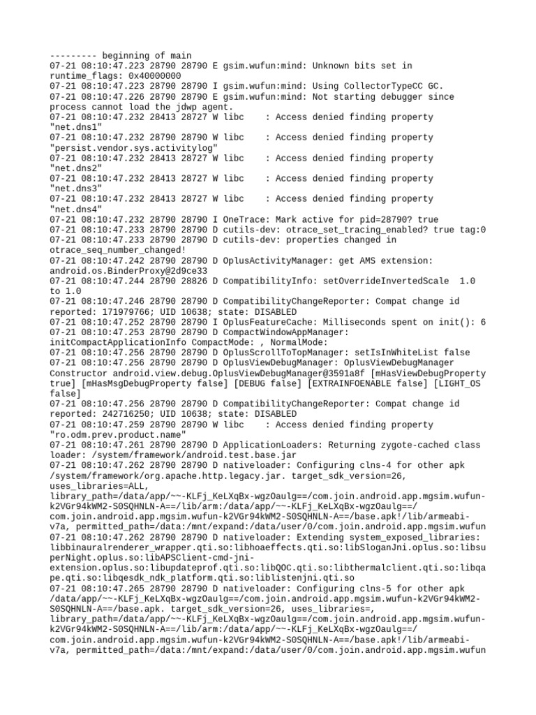 Com - Join.android - App.mgsim - Wufun Logcat | PDF | Software | Operating System Families