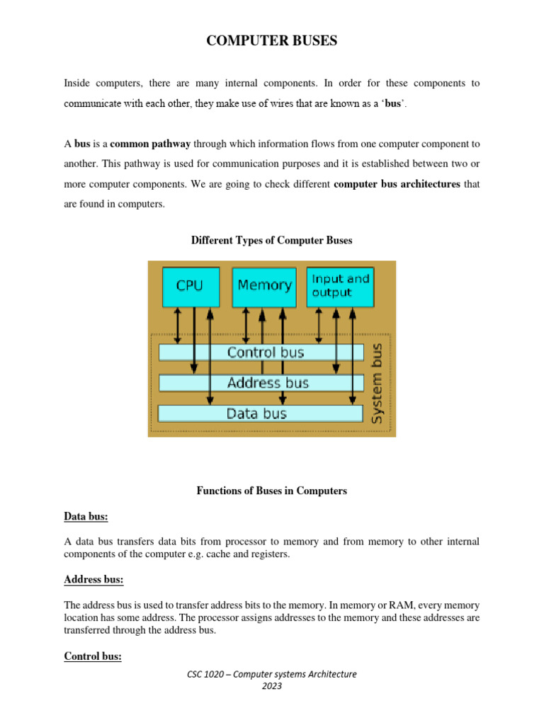 CSC 1020 - Computer Buses | PDF | Usb | Physical Layer Protocols