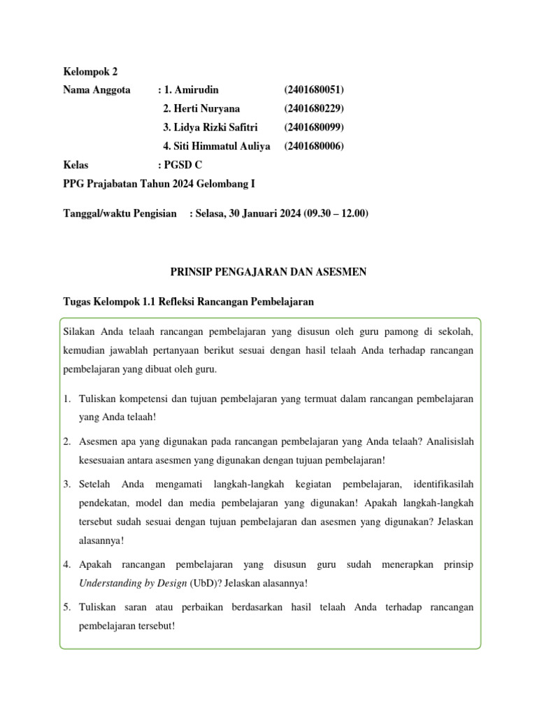 Telaah Rancangan Pembelajaran PGSD 2024 | PDF | Karier & Perkembangan