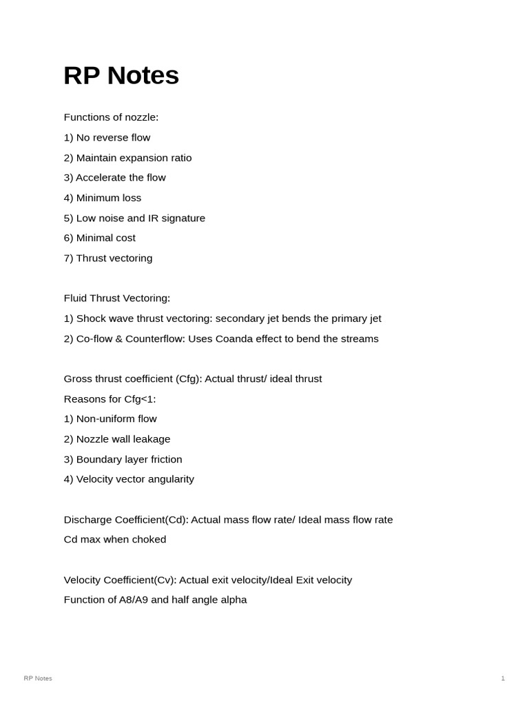 RP Notes | PDF | Thrust | Jet Engine