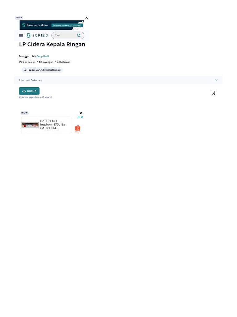 LP Cidera Kepala Ringan: Panduan Lengkap | PDF